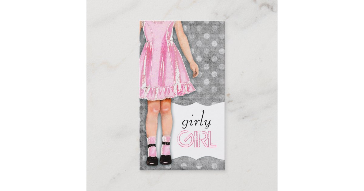 GC | Girly Girl Doll Pink Business Card | Zazzle