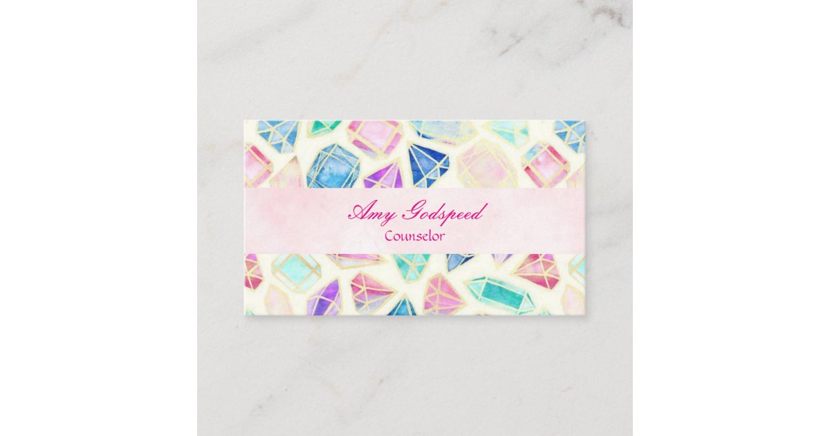 Gem Illustration Horizontal Business Card | Zazzle