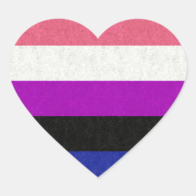 Gender Fluid Pride Flag Coloured Background Design Heart Sticker | Zazzle