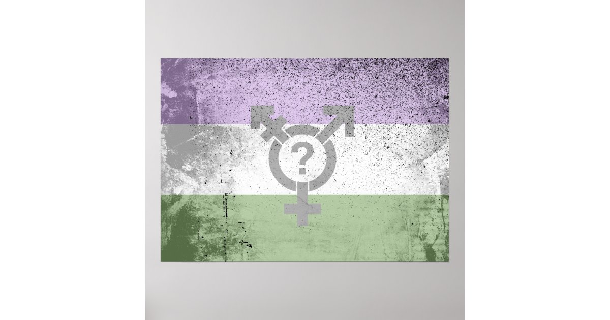GENDERQUEER FLAG ORIGINAL WITH SYMBOL -.png Poster | Zazzle