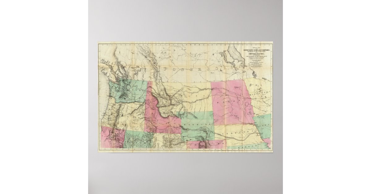 General Map of the North Pacific States Poster | Zazzle