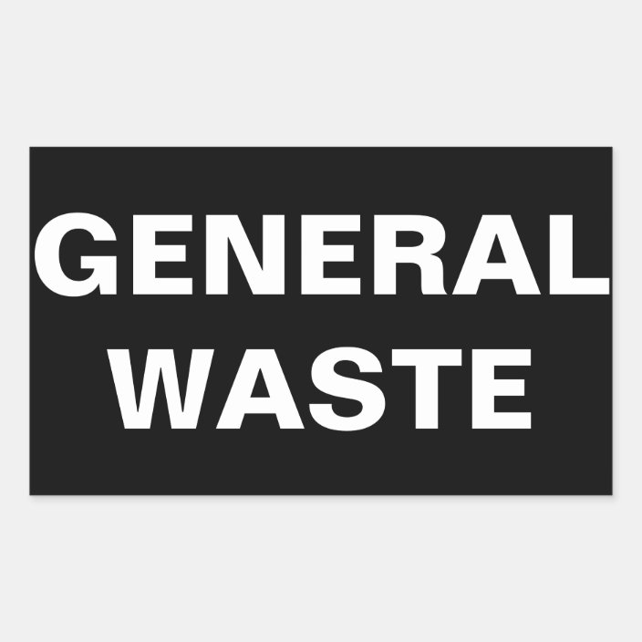 General Waste Sign Rectangular Sticker | Zazzle.co.uk
