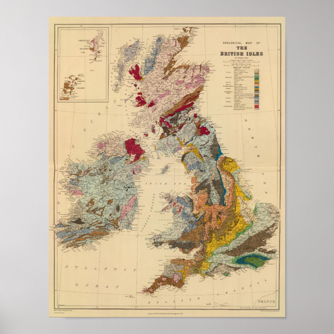 Geological map, British Isles Poster | Zazzle