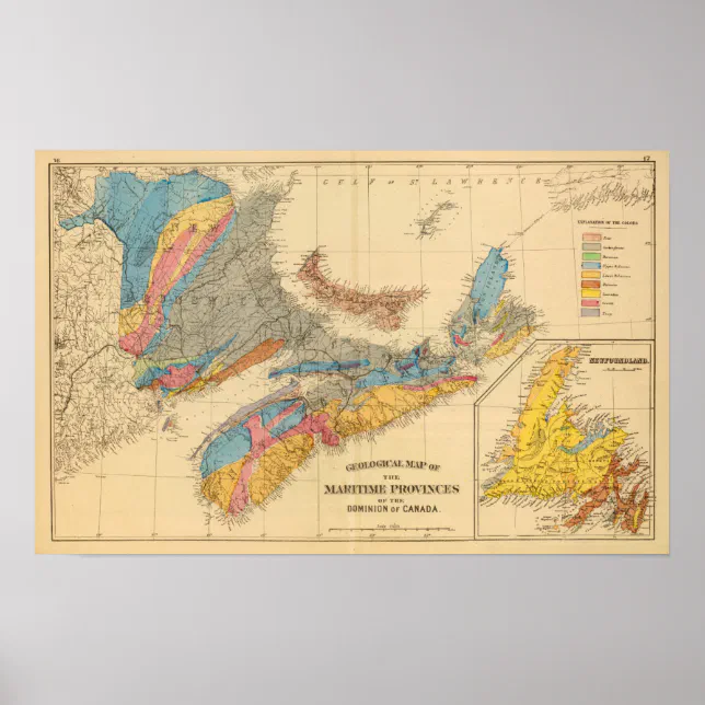 Geological map, Maritime Provinces Poster | Zazzle