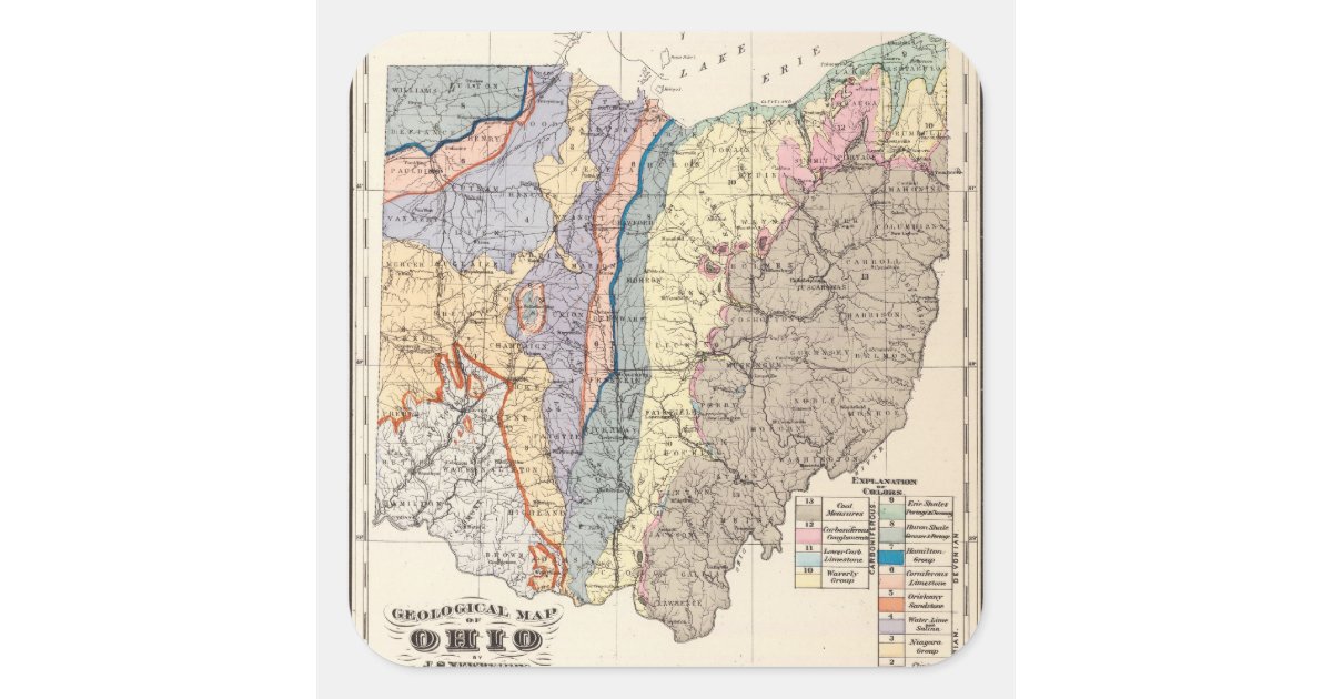 Geological map of Ohio Square Sticker | Zazzle