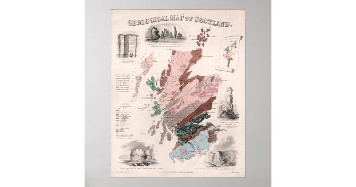 Geological Map of Scotland Poster | Zazzle