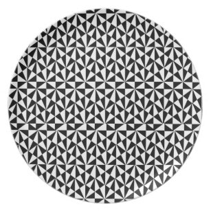 Geometric Black White Plates | Zazzle UK
