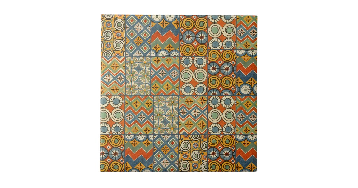 Geometric Colourful Antique Egyptian Graphic Art Tile | Zazzle