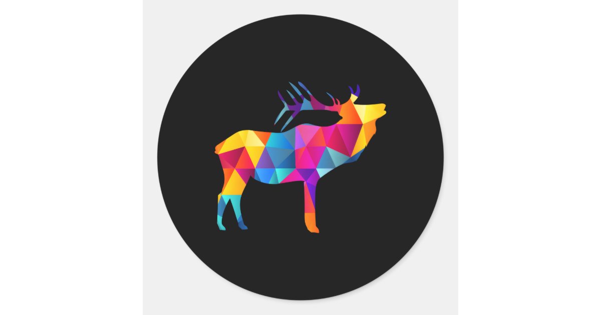Geometric Moose Low Poly Polygon Moose Classic Round Sticker | Zazzle