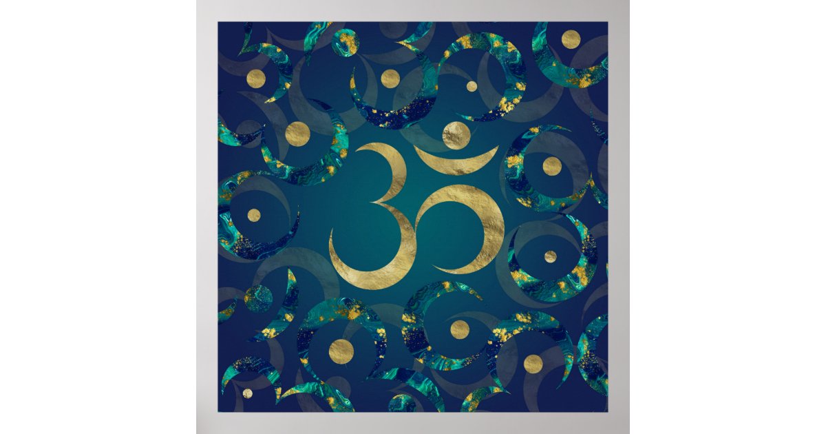 Geometric Om Symbol Gold and Marble Poster | Zazzle