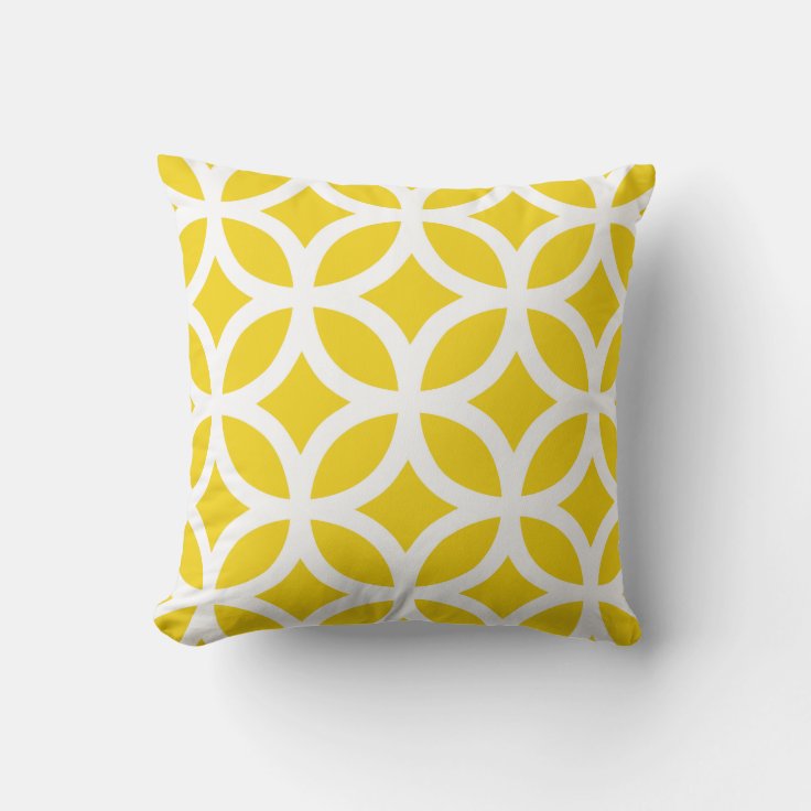 Geometric Pattern Pillow in Lemon Yellow | Zazzle