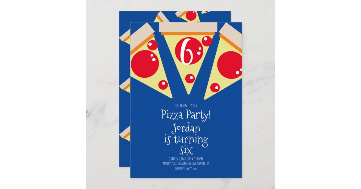 Geometric Pizza Slices Party Toppings Birthday Invitation | Zazzle