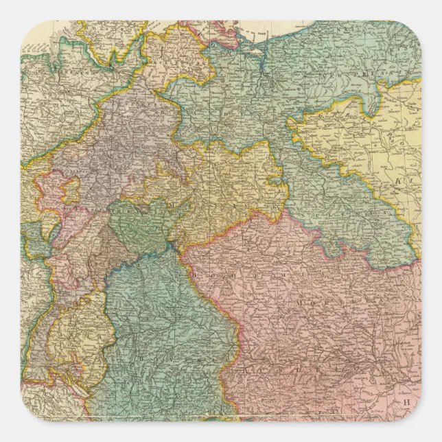 German Empire Atlas Map Square Sticker | Zazzle