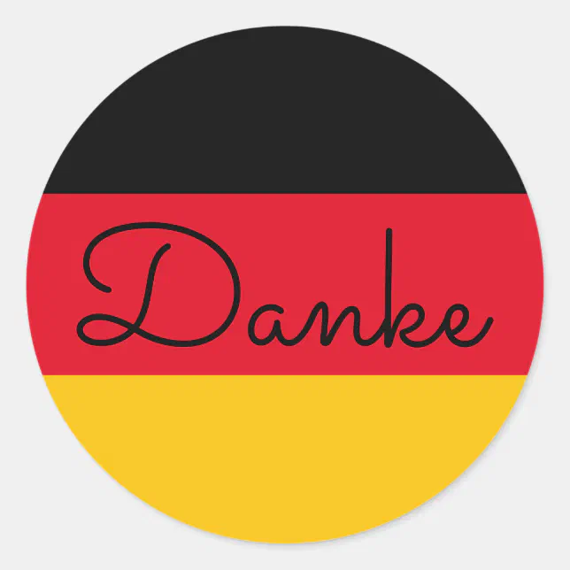 German Flag Colours Danke Classic Round Sticker | Zazzle