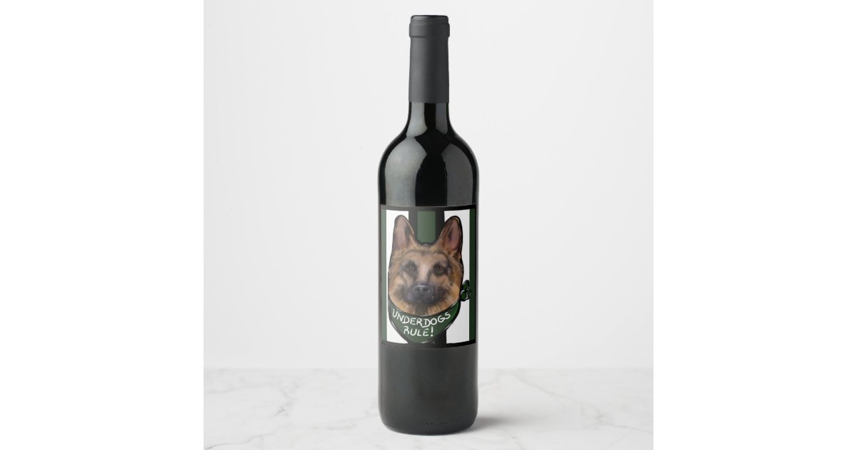 German Shepherd Underdog Wine Label | Zazzle