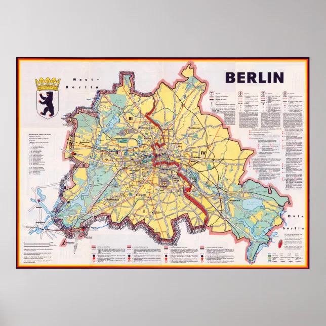 Germany: 1962 Berlin - Karte der geteilten Stadt Poster | Zazzle