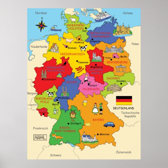 Germany map poster | Zazzle.co.uk