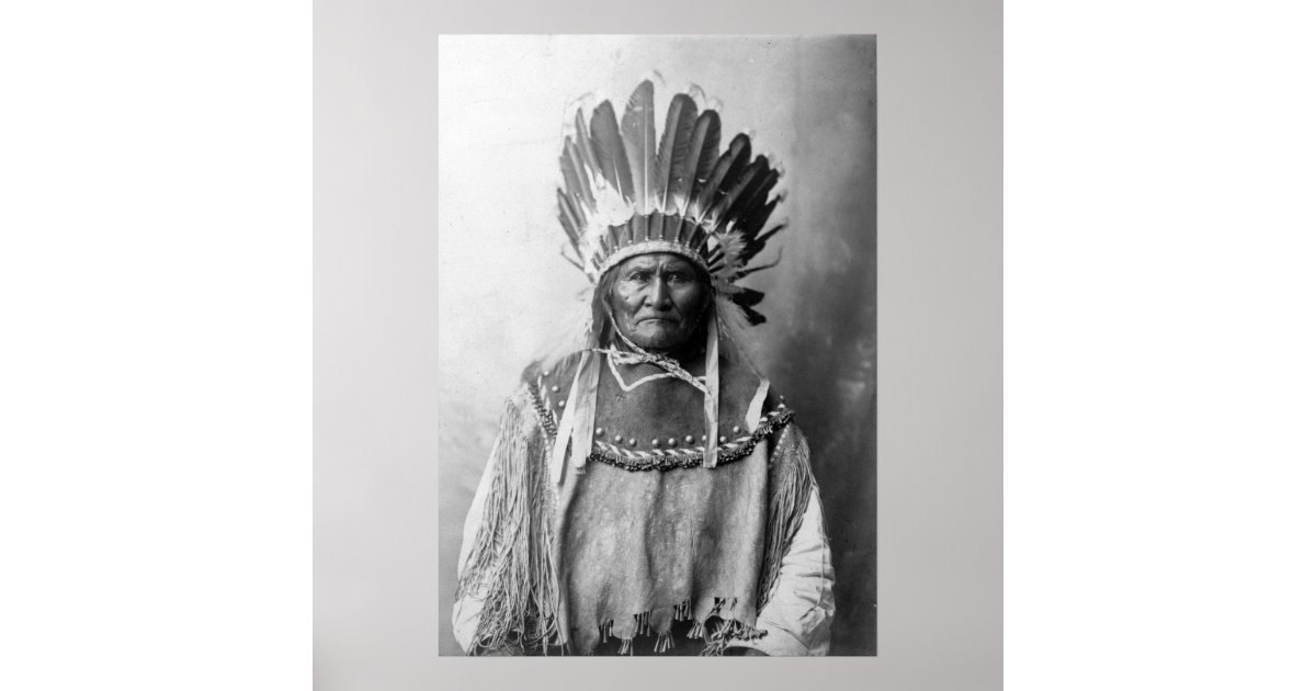 Geronimo in headdress 1907 poster | Zazzle