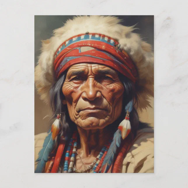 Geronimo Indian Chief Warrior Portrait Postcard | Zazzle