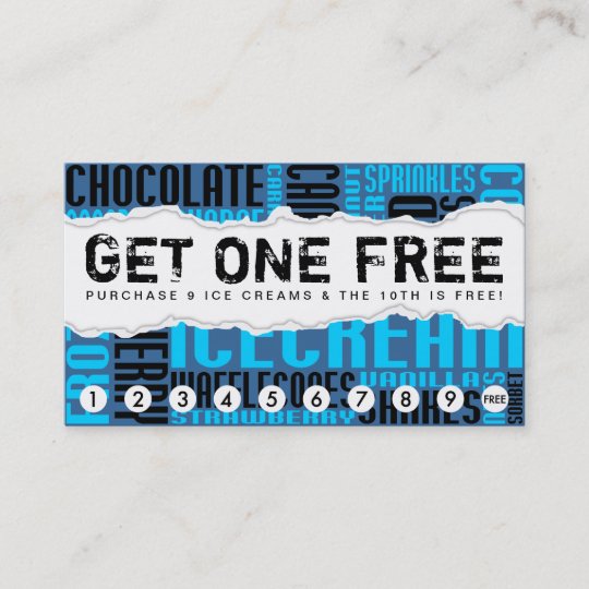get one free ICE CREAM Loyalty Card | Zazzle.co.uk