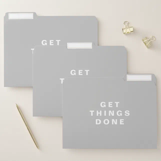 Get Things Done | Grey Custom File Folder | Zazzle