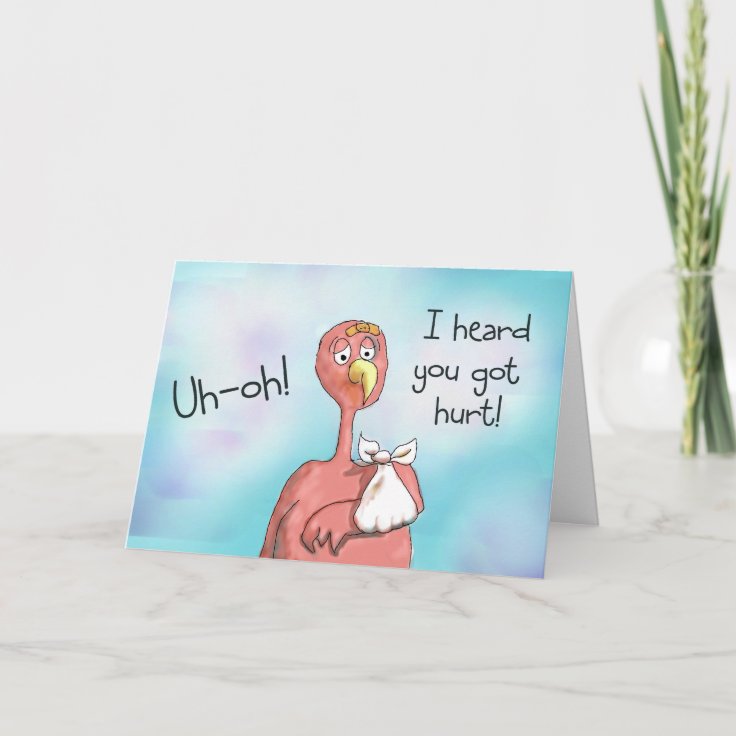 Get Well Soon Injury Pink Flamingo Card | Zazzle