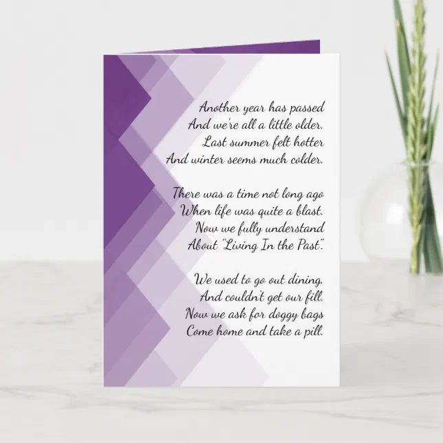 Getting Older Poem with Purple Abstract Border Card | Zazzle