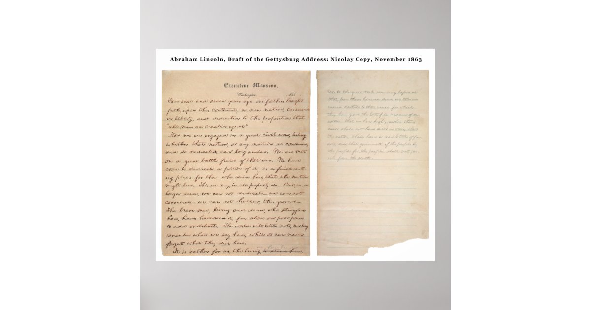 Gettysburg Address Nicolay Copy (1863) Poster | Zazzle