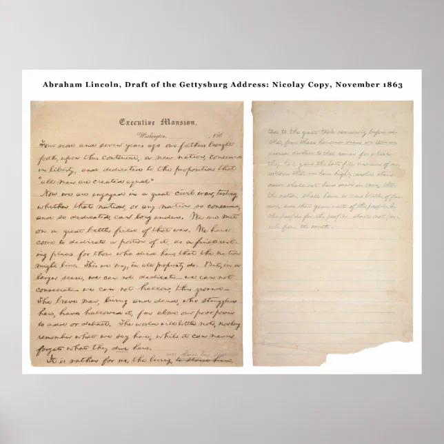 Gettysburg Address Nicolay Copy (1863) Poster | Zazzle