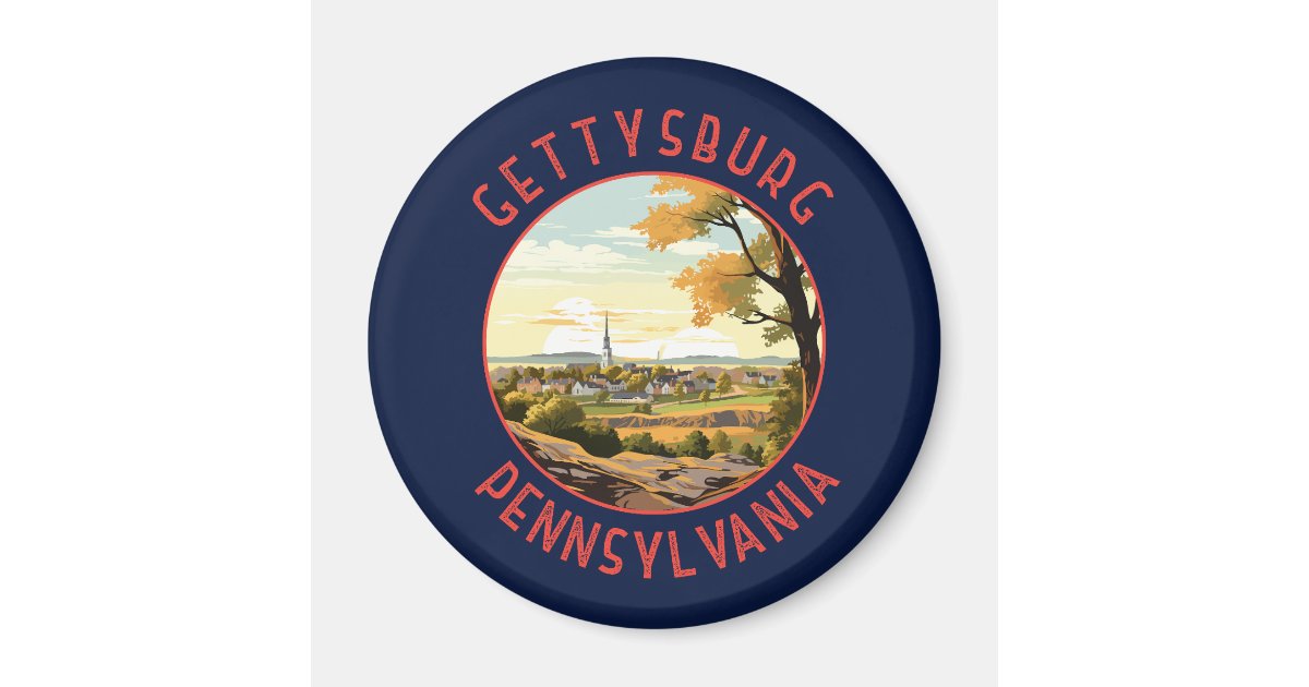Gettysburg Pennsylvania Retro Distressed Circle Magnet | Zazzle