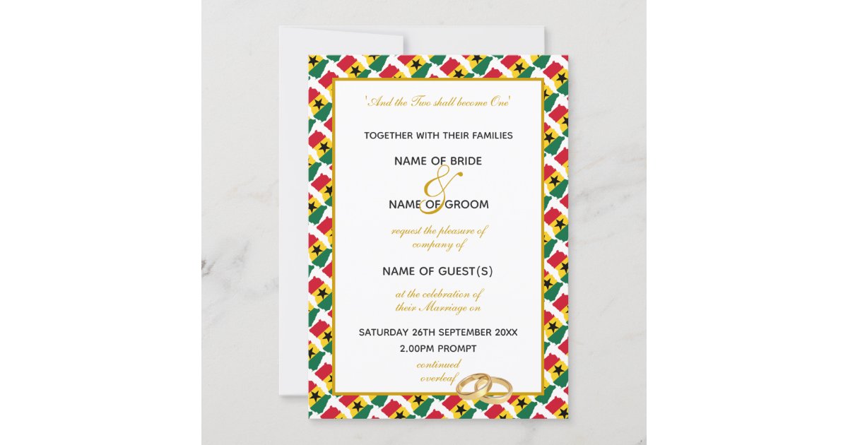 GHANA MAP with Elegant Script Ghanaian Wedding Invitation | Zazzle