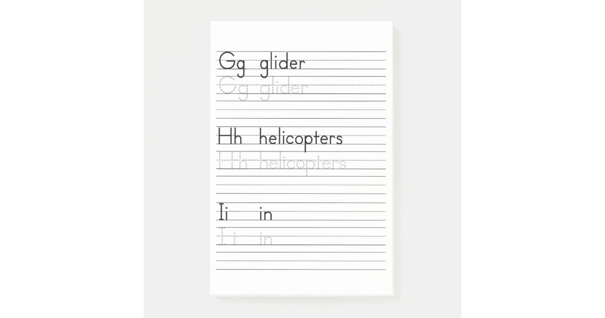 GHI Writing Practice Alphabet Worksheet Notepad | Zazzle
