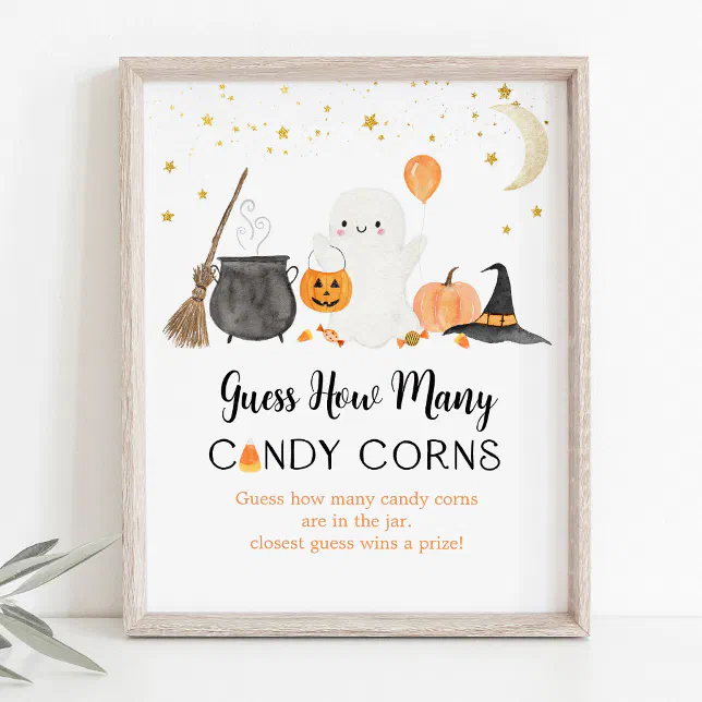 Ghost Halloween Guess How Many Candy Corns Game Poster | Zazzle
