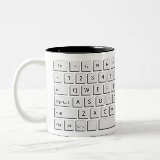 Giant computer keyboard QWERTY letters novelty Two-Tone Coffee Mug | Zazzle