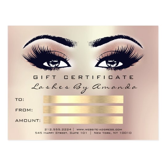 Gift Certificate Microblading Cosmetologist Lashes Postcard | Zazzle.co.uk