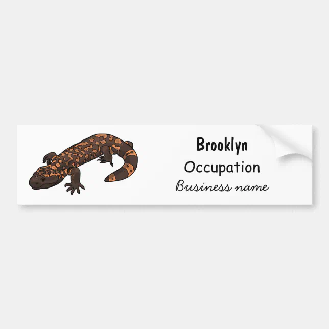 Gila monster cartoon illustration bumper sticker | Zazzle