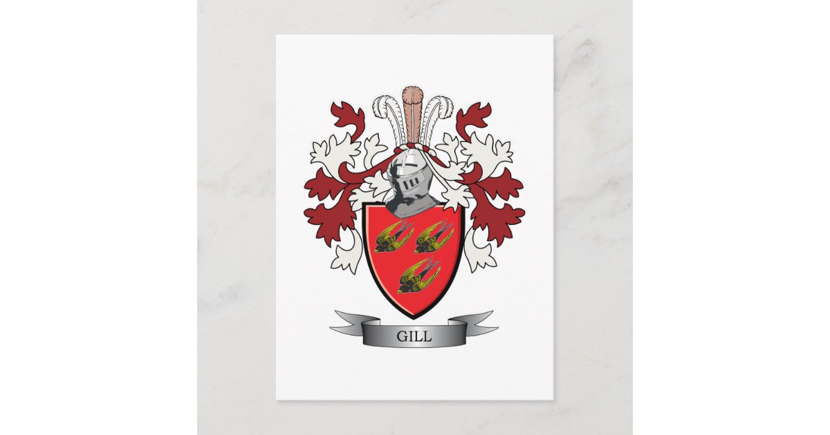 Gill Family Crest Coat of Arms Postcard | Zazzle
