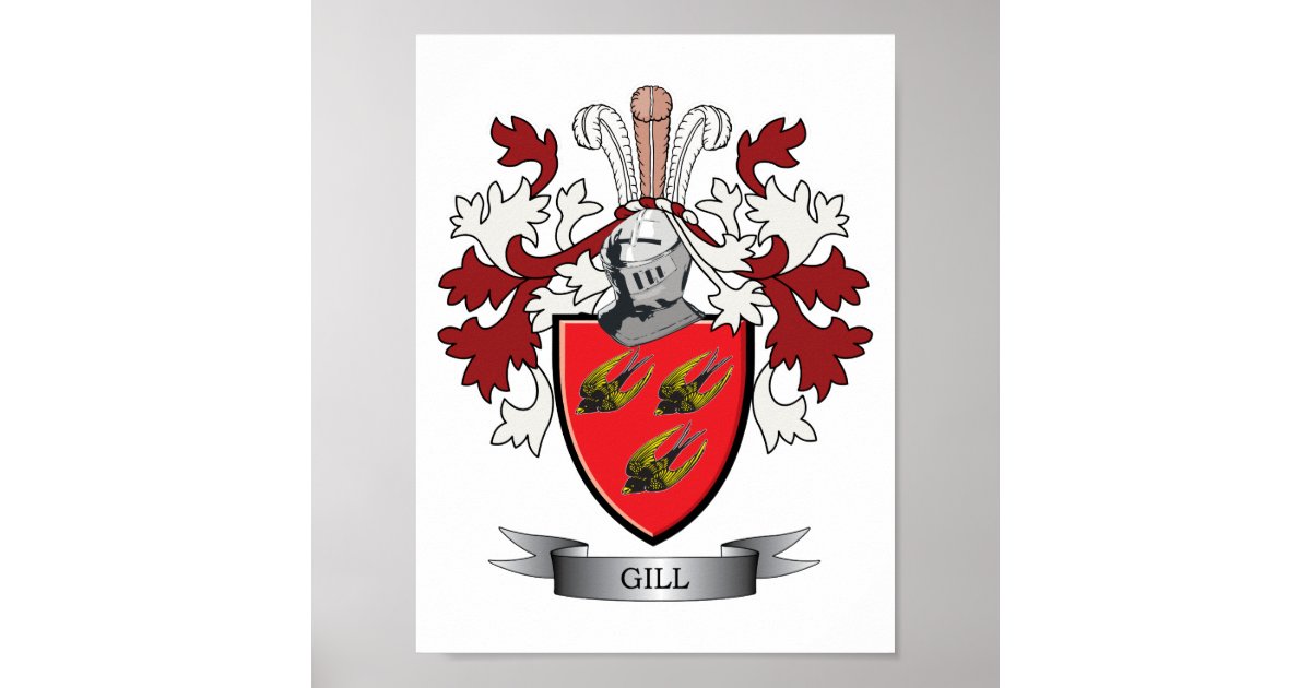 Gill Family Crest Coat of Arms Poster | Zazzle