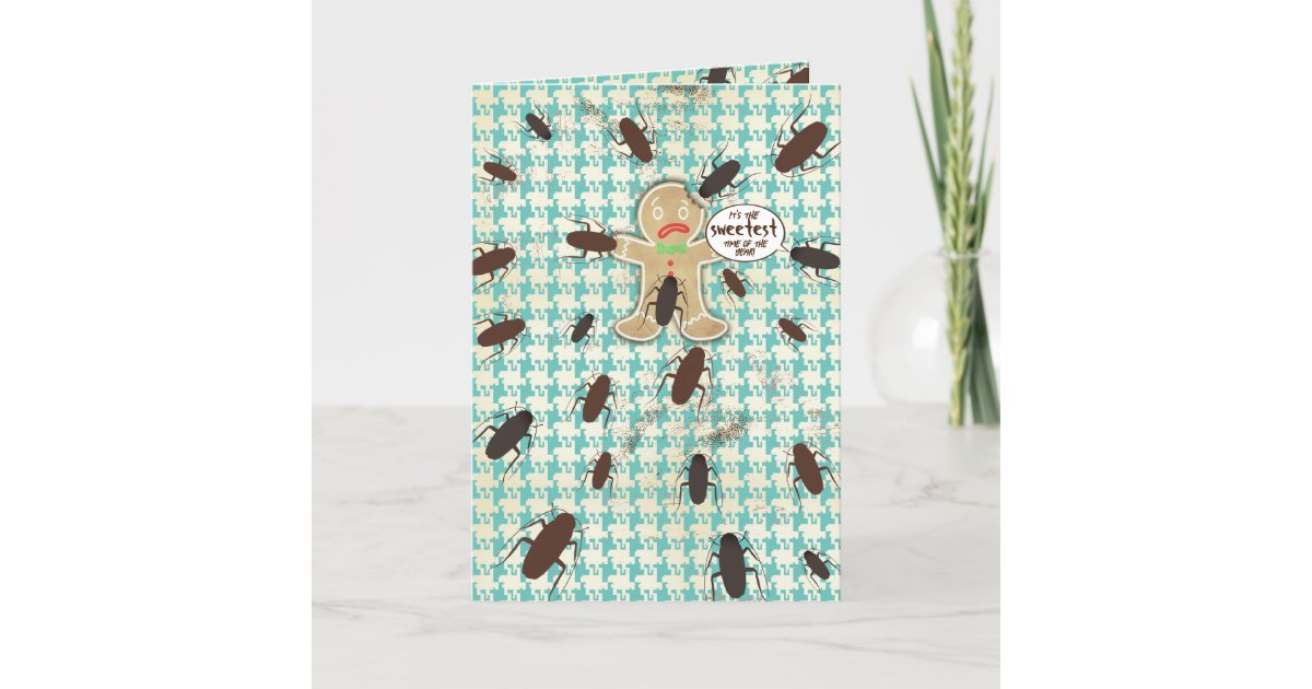 Gingerbread man cockroach baking bakery Christmas Thank You Card | Zazzle