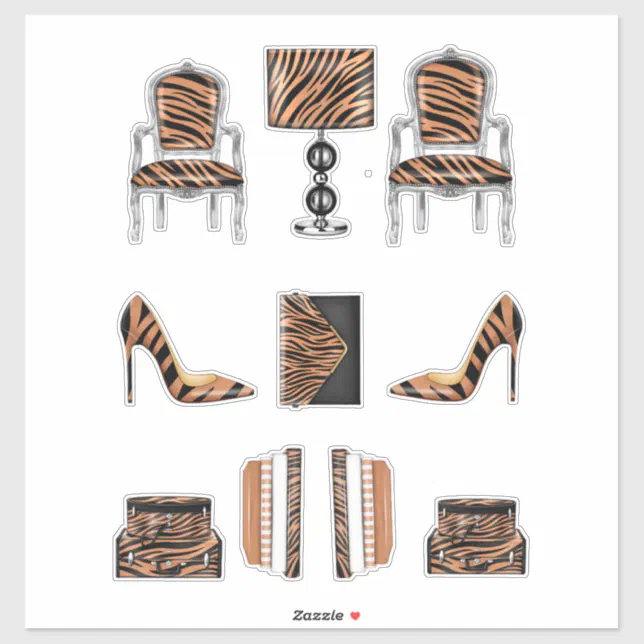 Girl Boss Decals High Fashion Tiger Print Stickers | Zazzle