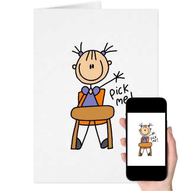 Girl In School Stick Figure Card | Zazzle