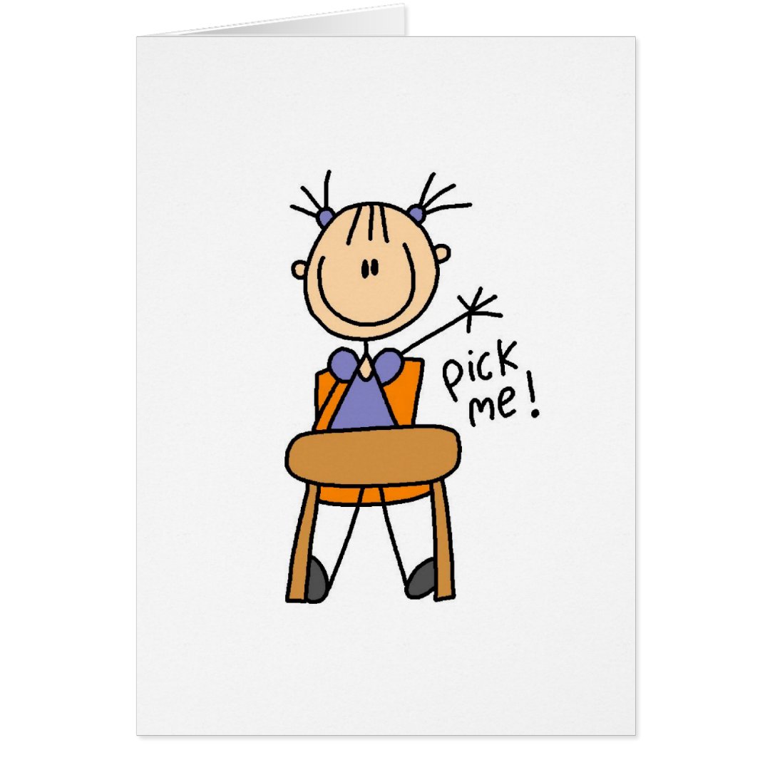 Girl In School Stick Figure Card | Zazzle