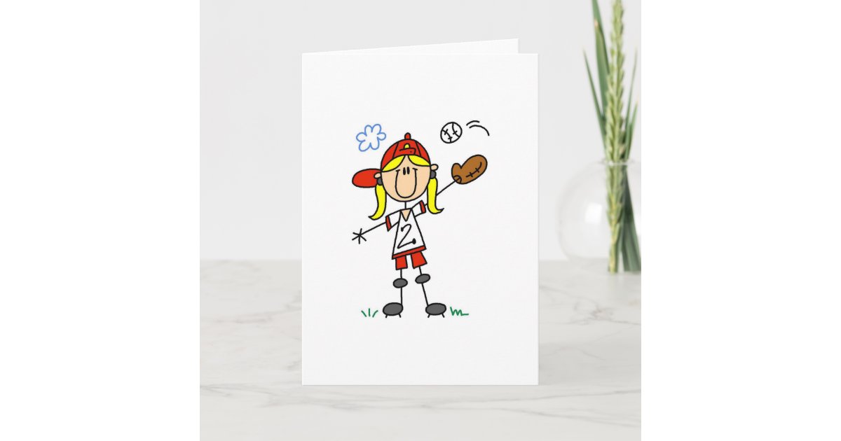 Girl Playing Softball Card | Zazzle