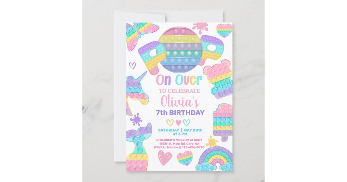 Girl popit birthday party invitation. POPIT. Invitation | Zazzle