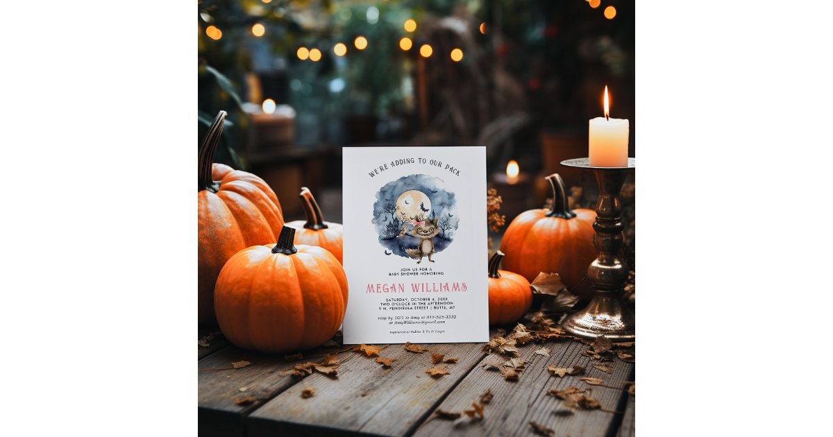 Girl Werewolf | Halloween Baby Shower Invitation | Zazzle