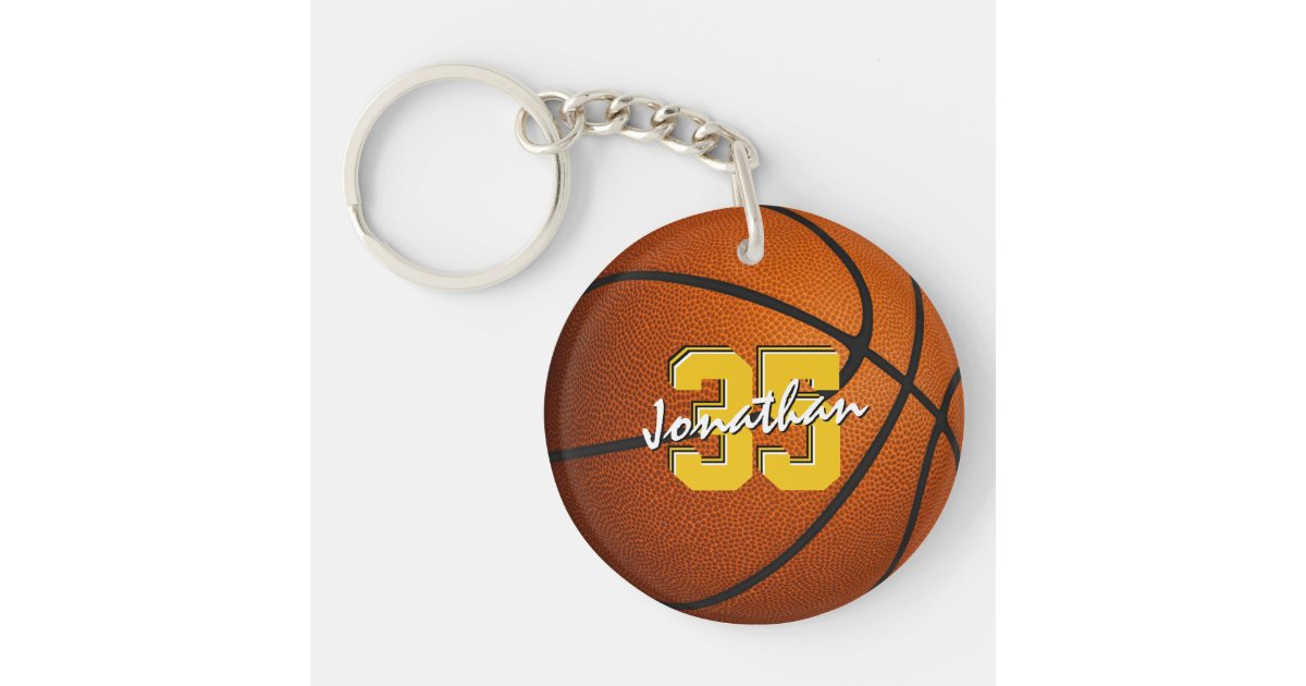 girls boys name jersey number basketball key ring | Zazzle