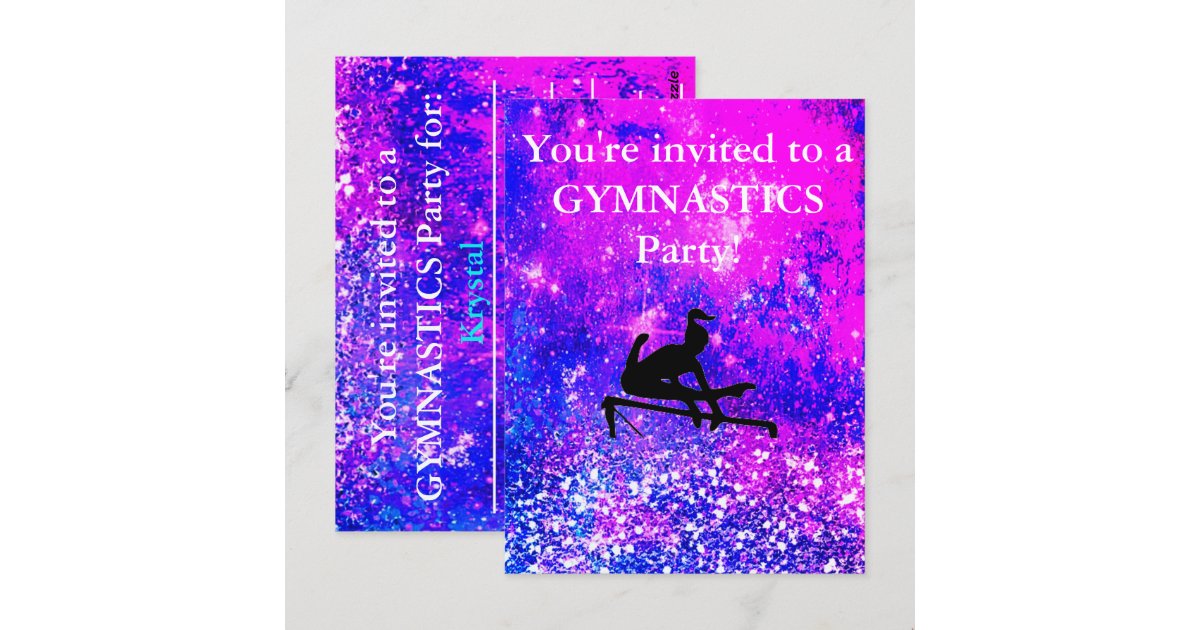Girls Gymnastics Birthday Party Custom Postcard | Zazzle