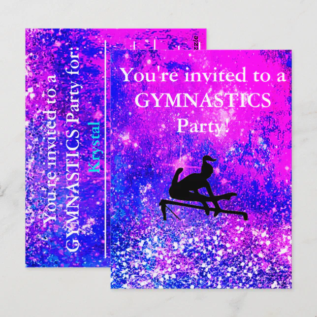 Girls Gymnastics Birthday Party Custom Postcard | Zazzle