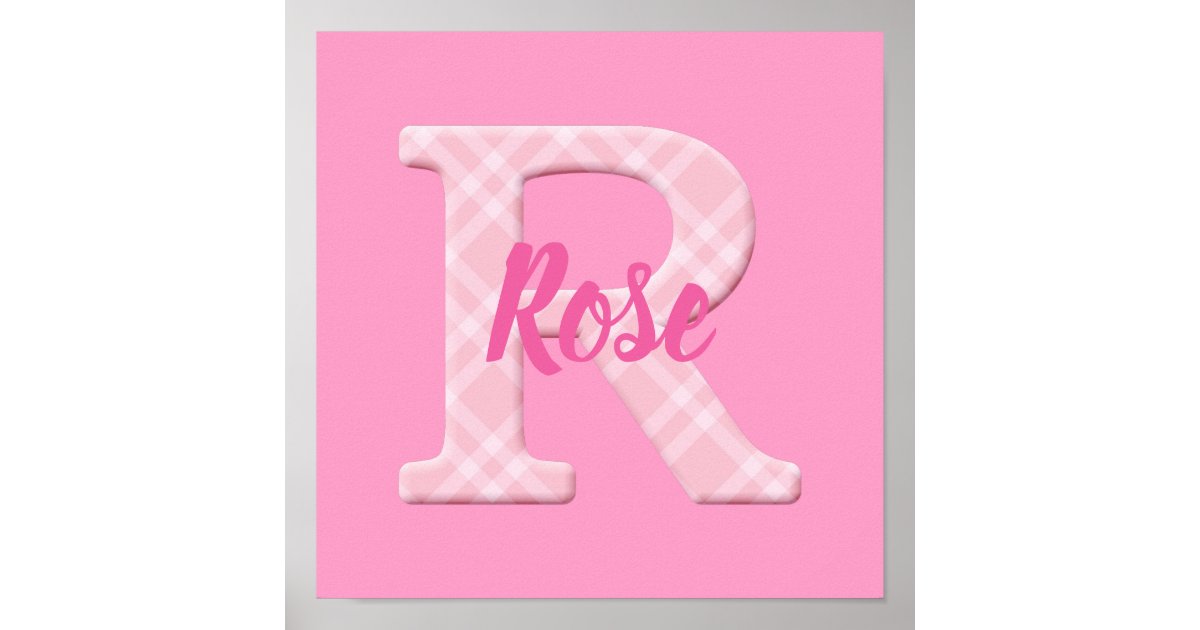Girls Name Custom Plaid Letter R Poster | Zazzle