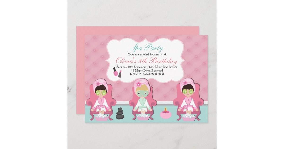 Girls Spa Invitation Pamper party Invite | Zazzle